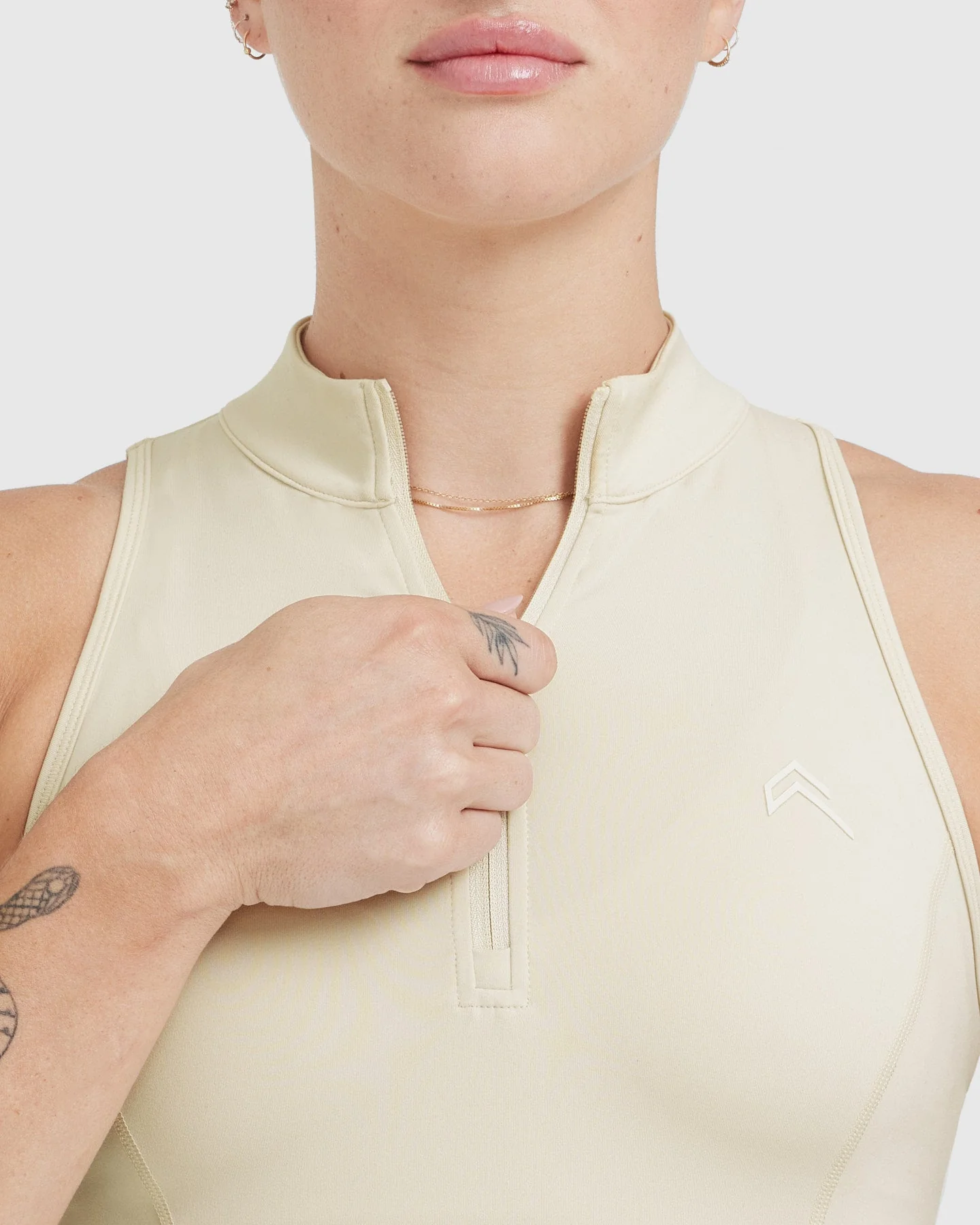 Timeless Half Zip Crop Tank | Vanilla - Oner Active