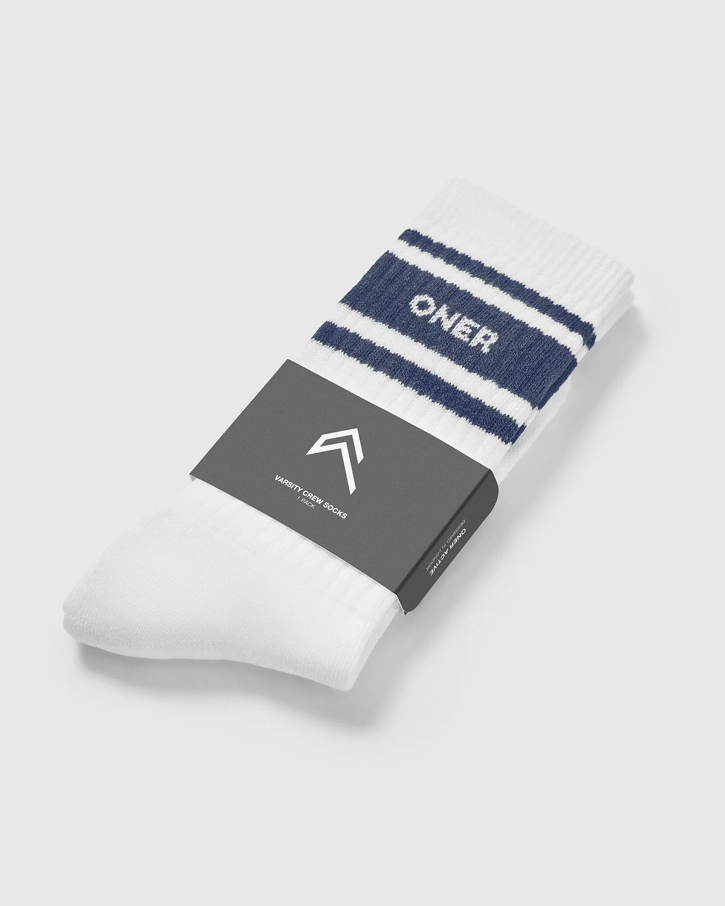 Varsity Long Crew Socks 1 Pack | White/True Blue - Oner Active