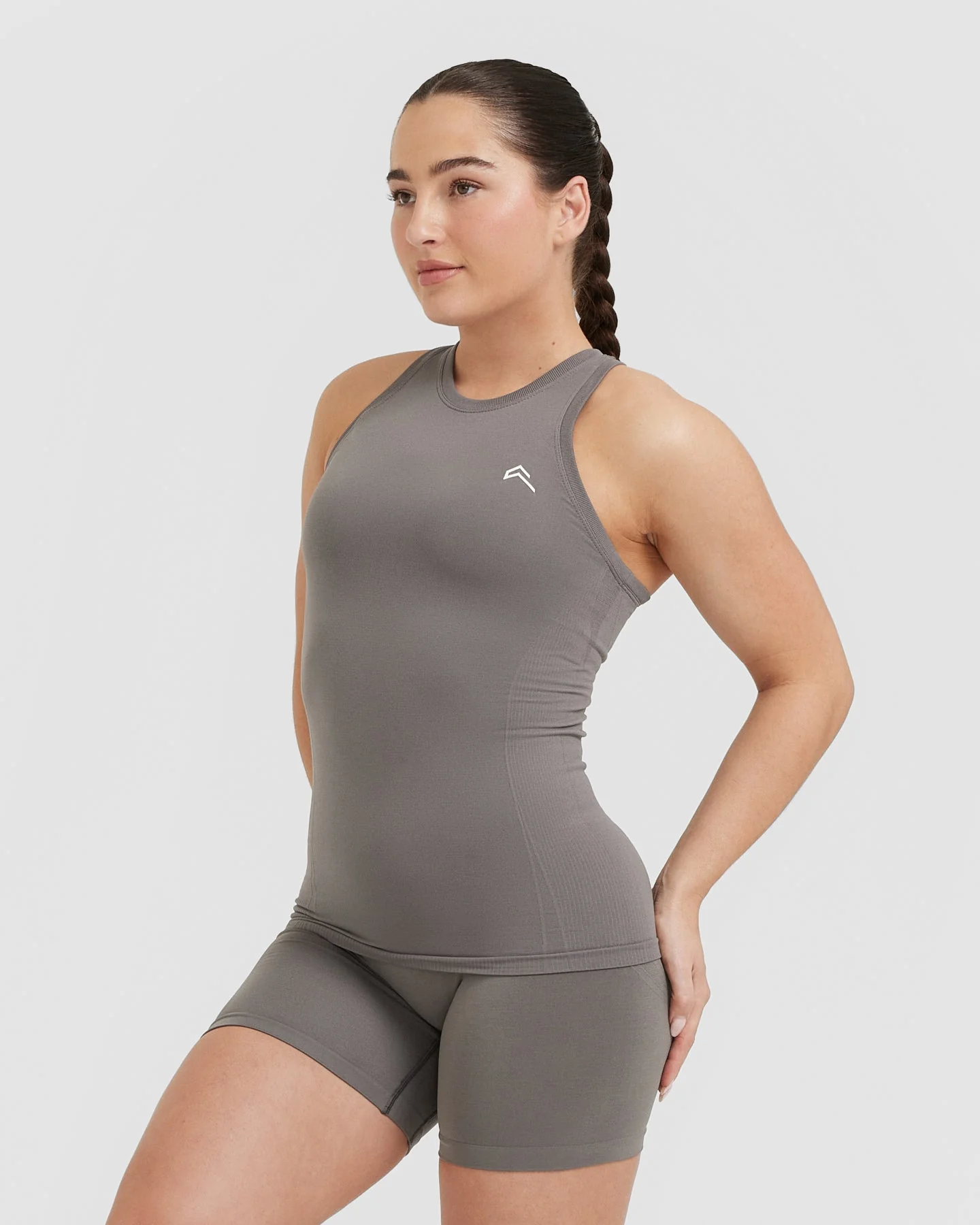 Go To Seamless Fitted High Neck Vest | Ash Grey - Oner Active